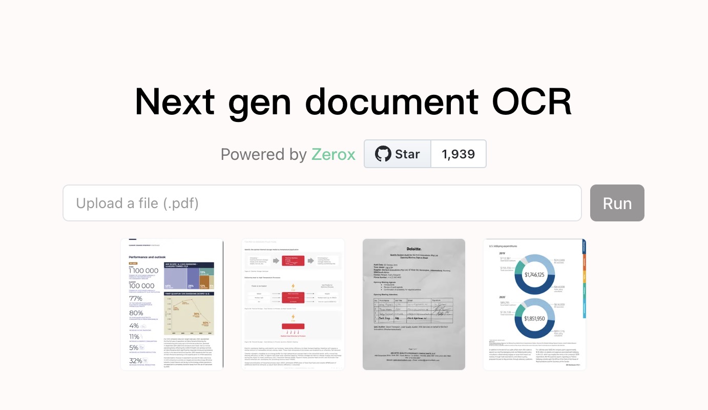 Zerox AI:推出GPT OCR工具，一键将PDF、DOCX转为Markdown-AITOP100,AI资讯