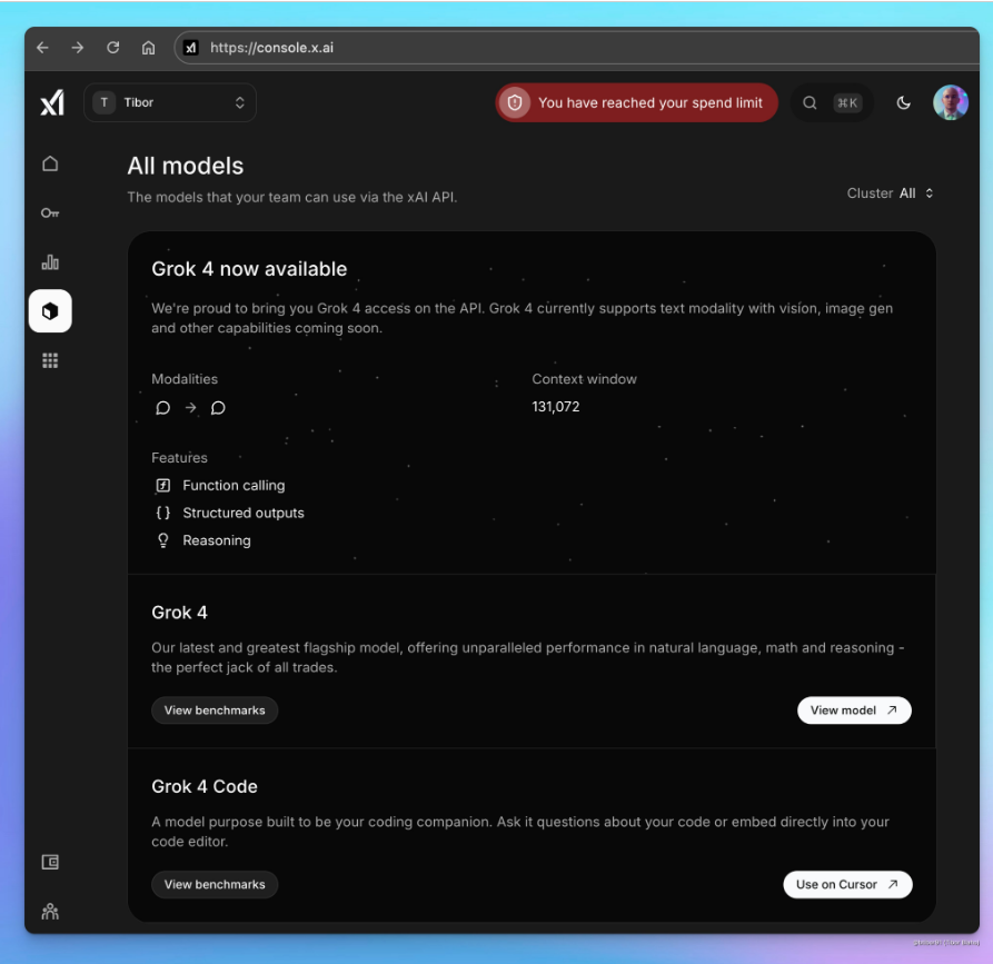 xAI开发者控制台更新：Grok4与Grok4Code亮相，下一代AI呼之欲出-AITOP100,AI资讯